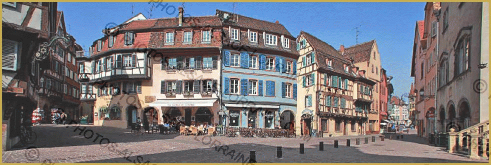 'Photo panoramique de la Grand'Rue de Colmar à la sortie de la rue des ...